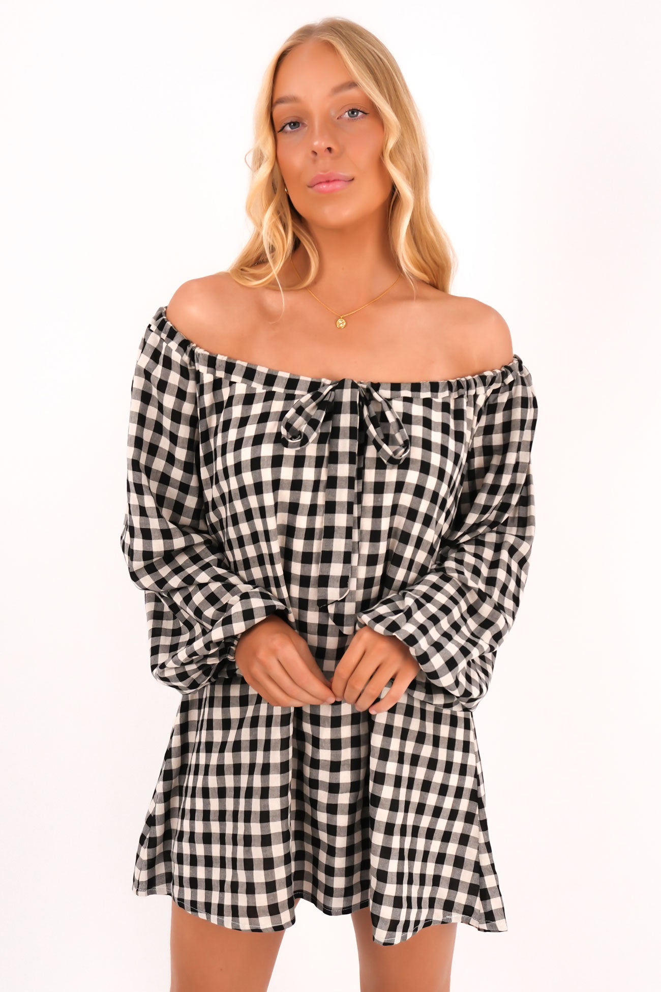 Caleb Mini Dress Black Gingham