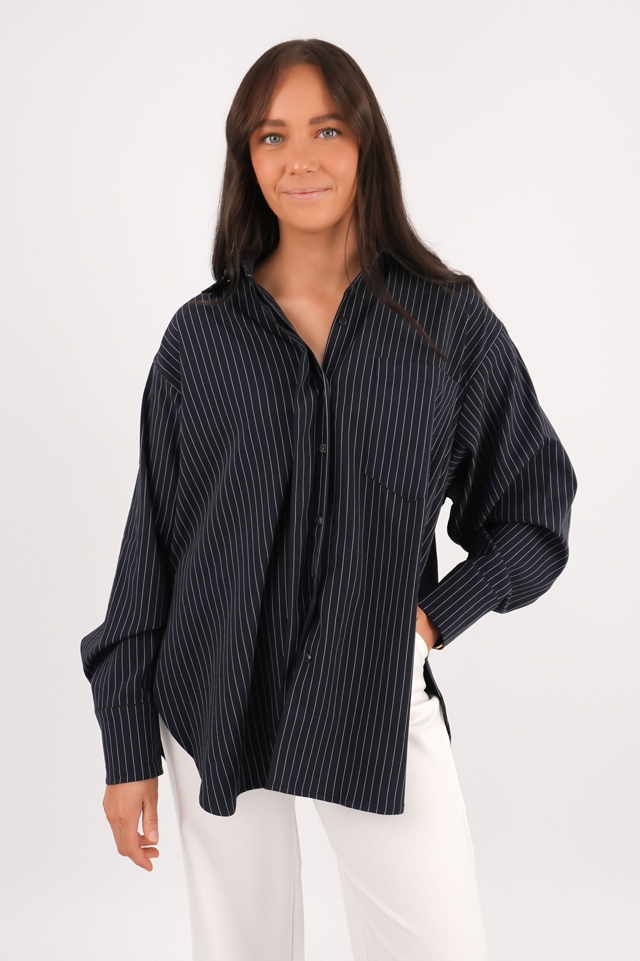 Jackson Shirt Navy Pinstripe