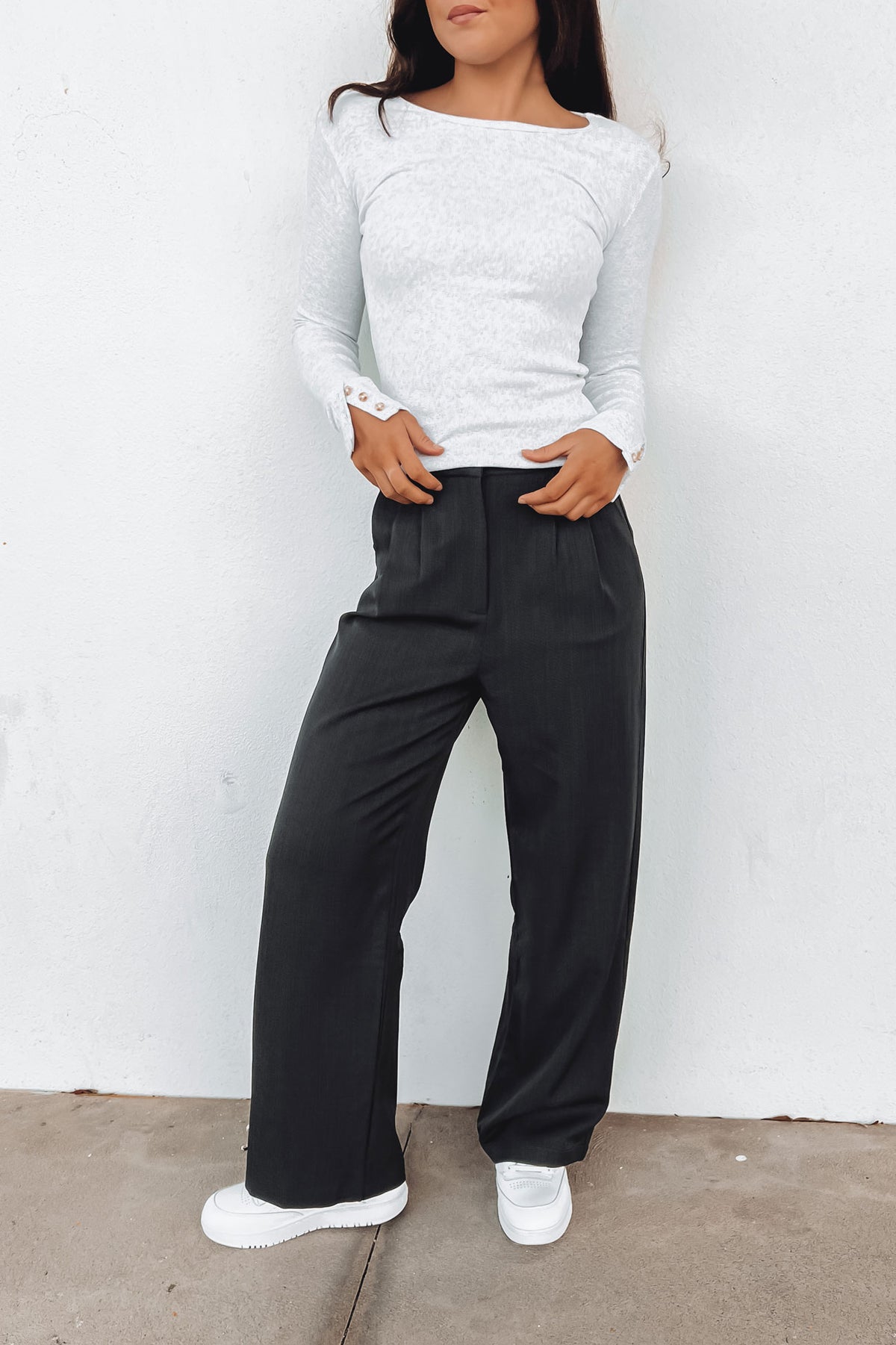 Jordyn Rib Long Sleeve Snow Marle - Jean Jail