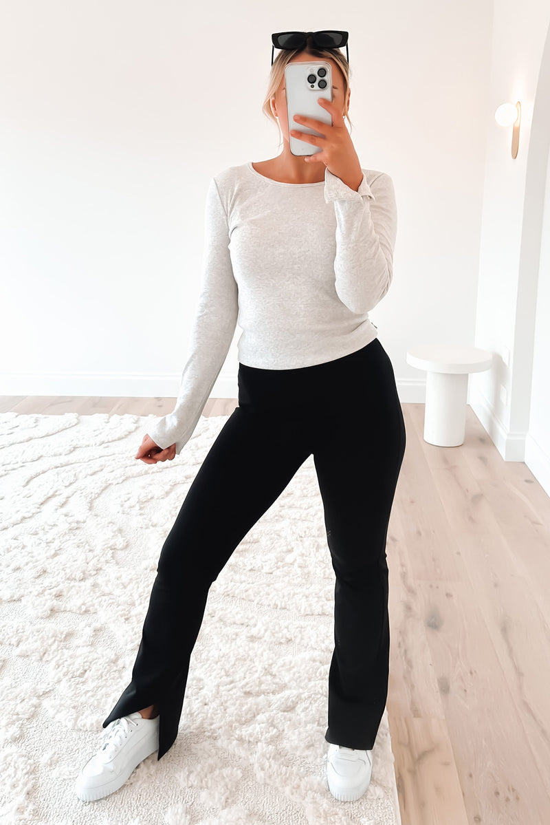 Jordyn Rib Long Sleeve Snow Marle - Jean Jail