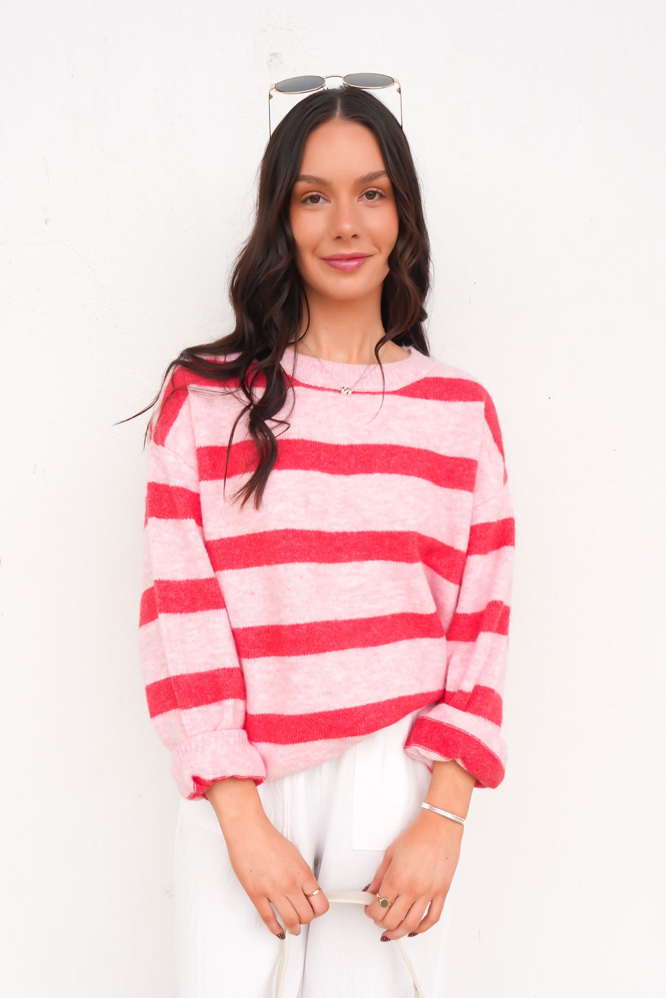 June Knit Jumper Pink Stripe